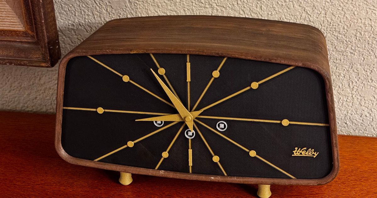 Real Wood Grain Mid-Century Welby Mantle Clock - Easy Assembly by Caleb ...