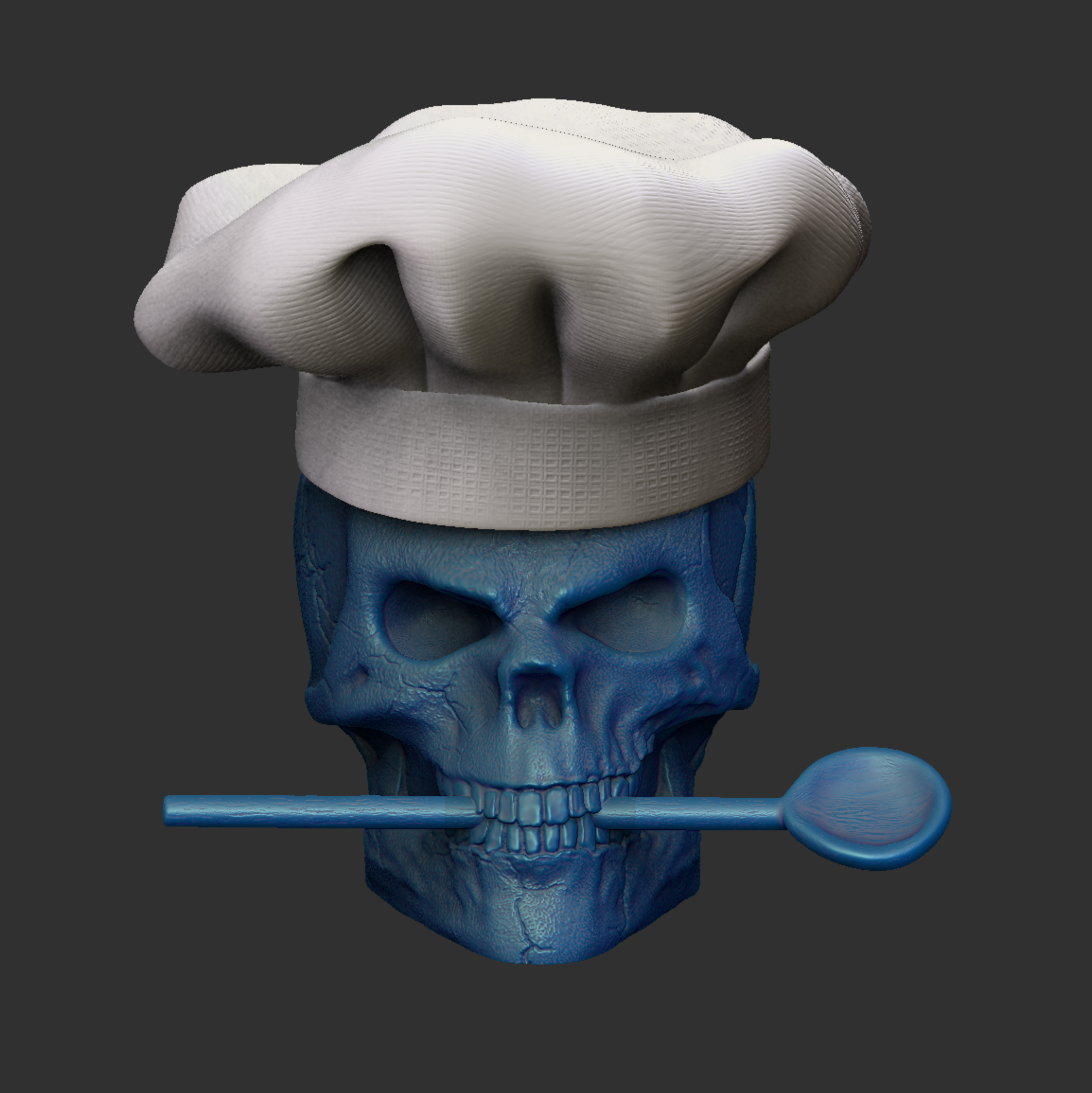 Skull Chef with Cooking Spoon by Qu3D 3D-Design Art | Printables Store