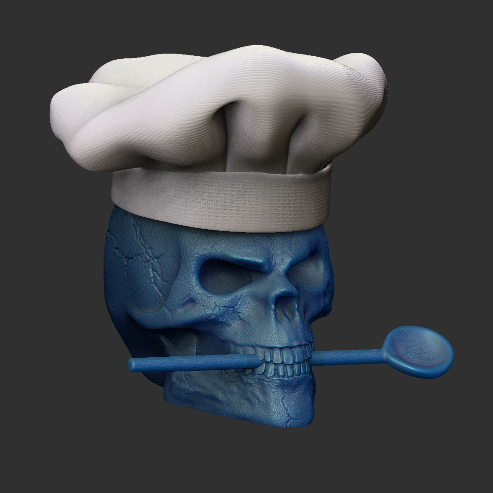 Skull Chef with Cooking Spoon by Qu3D 3D-Design Art | Printables Store