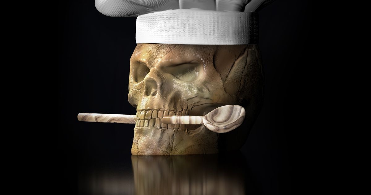 Skull Chef with Cooking Spoon by Qu3D 3D-Design Art | Printables Store