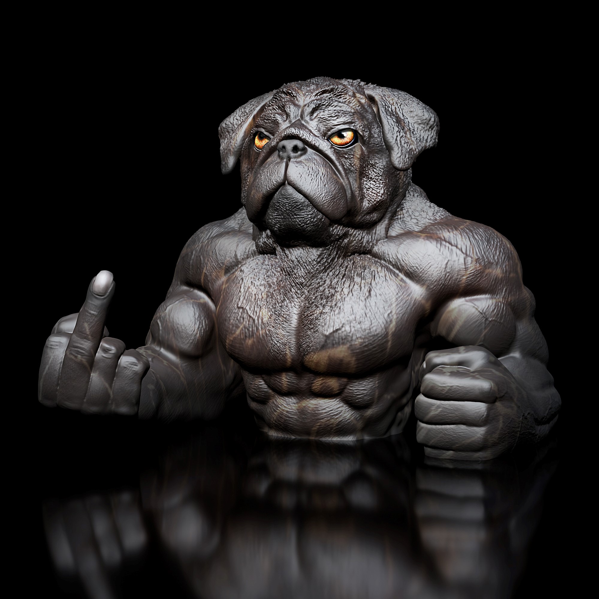 Pug-Dozer Bust Dog por Qu3D 3D-Design Art | Tienda de Printables