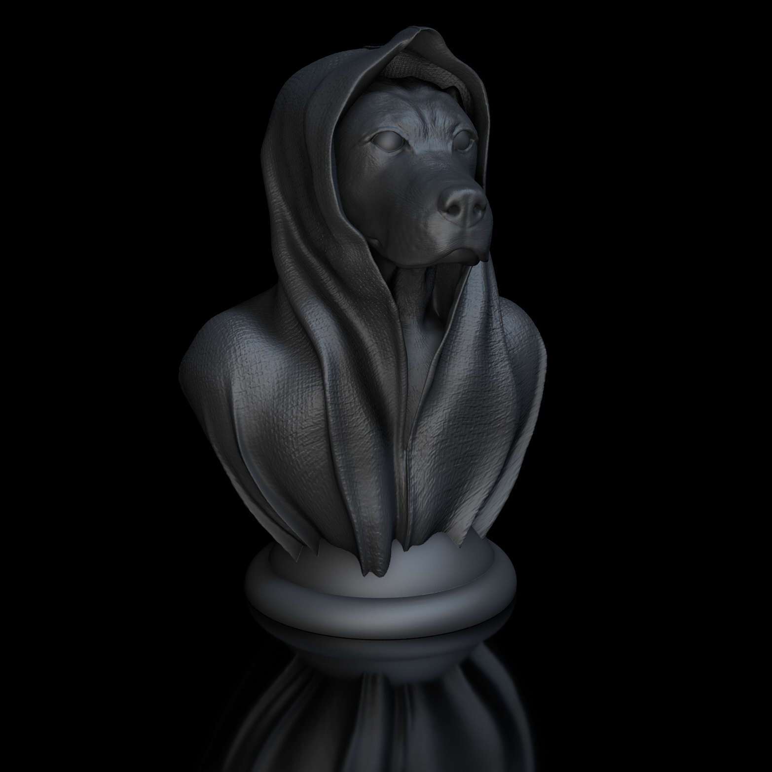 Labrador with Cape, Bust, Pedestal by Qu3D 3D-Design Art | Printables Store