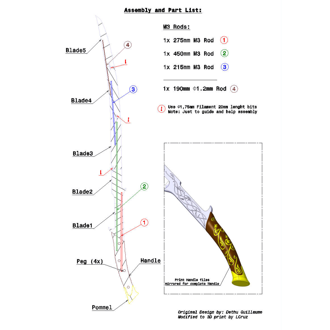 HADHAFANG - Arwen sword FROM LOTR by LCruz3D | Printables Store