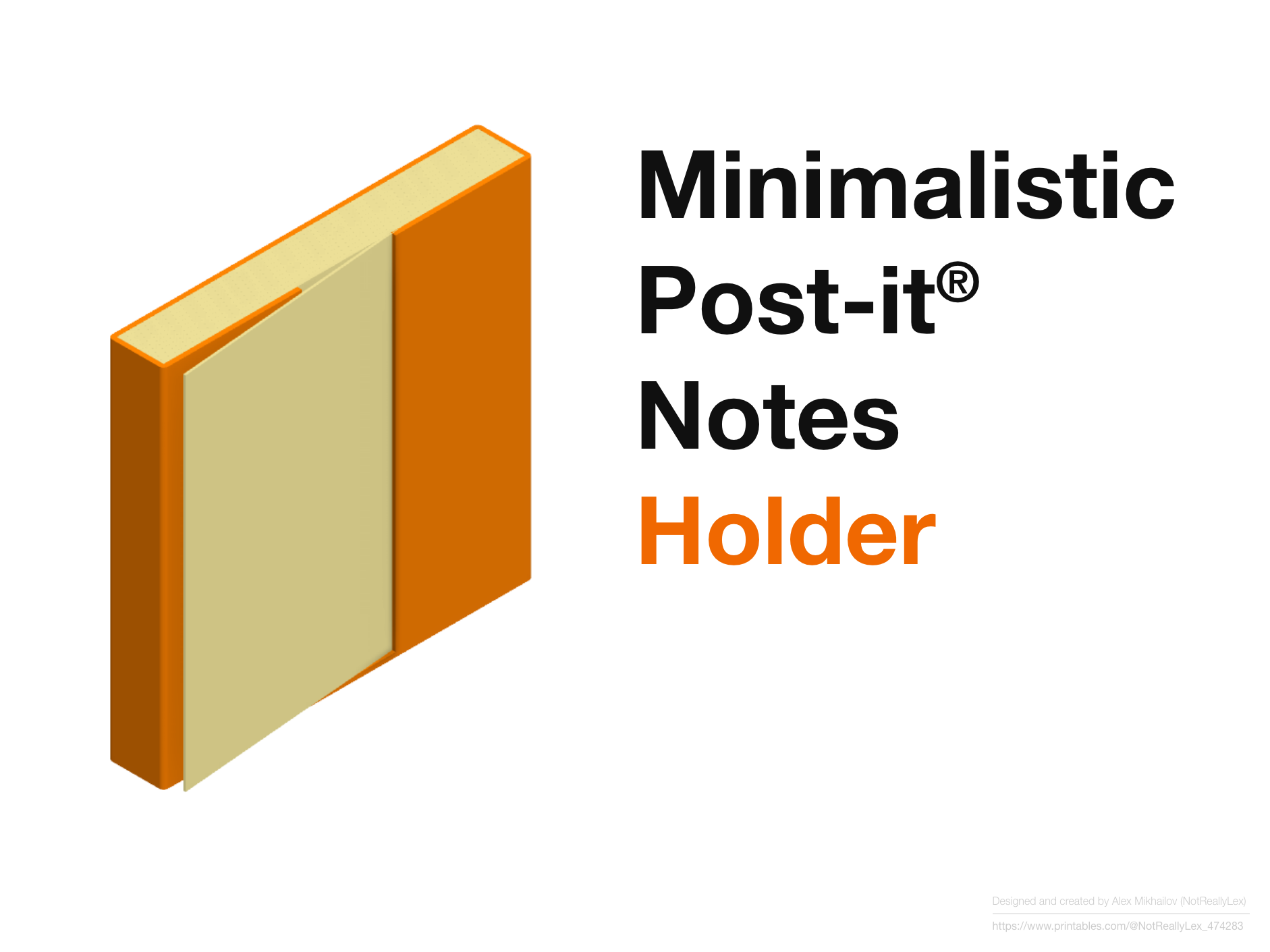 Minimalistic Post-it Notes Holder by Alex Mikhailov | Download free STL ...