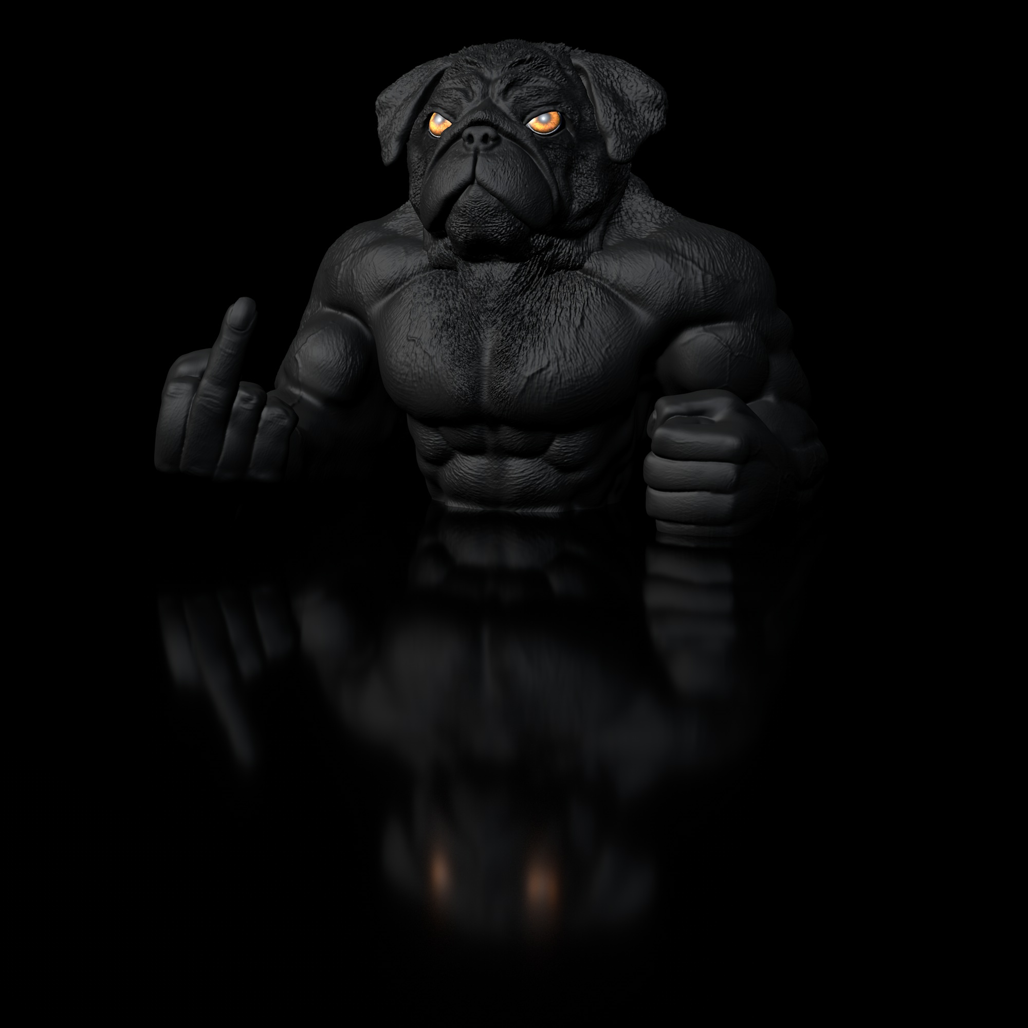 Pug-Dozer Bust Dog by Qu3D 3D-Design Art | Printables Store