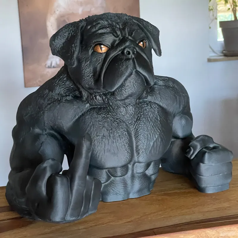 Pug-Dozer Bust Dog by Qu3D 3D-Design Art | Download free STL model ...