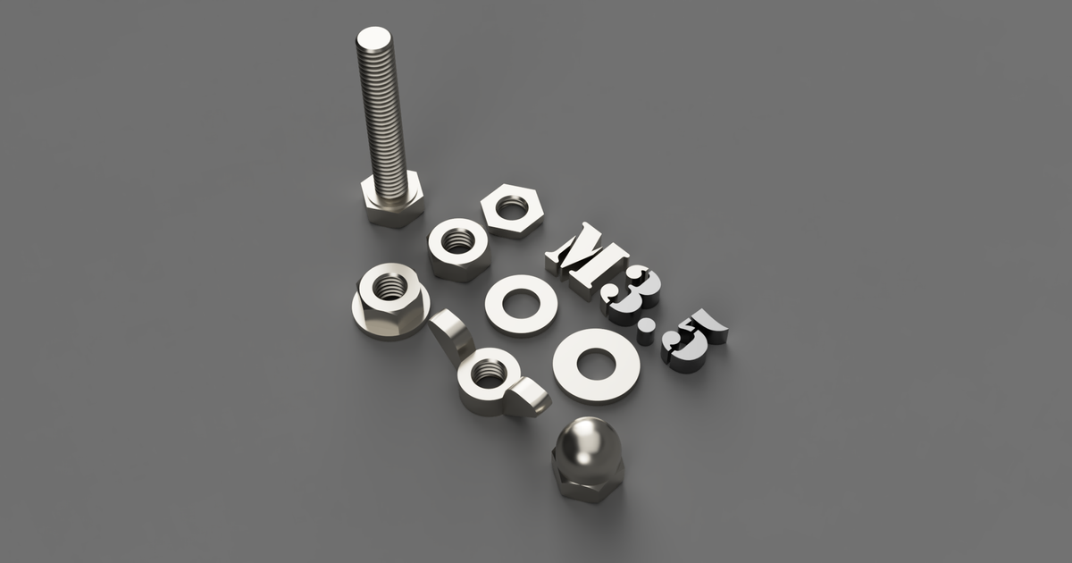 M3.5 HEX bolts, nuts and washers by Reclip | Download free STL model ...
