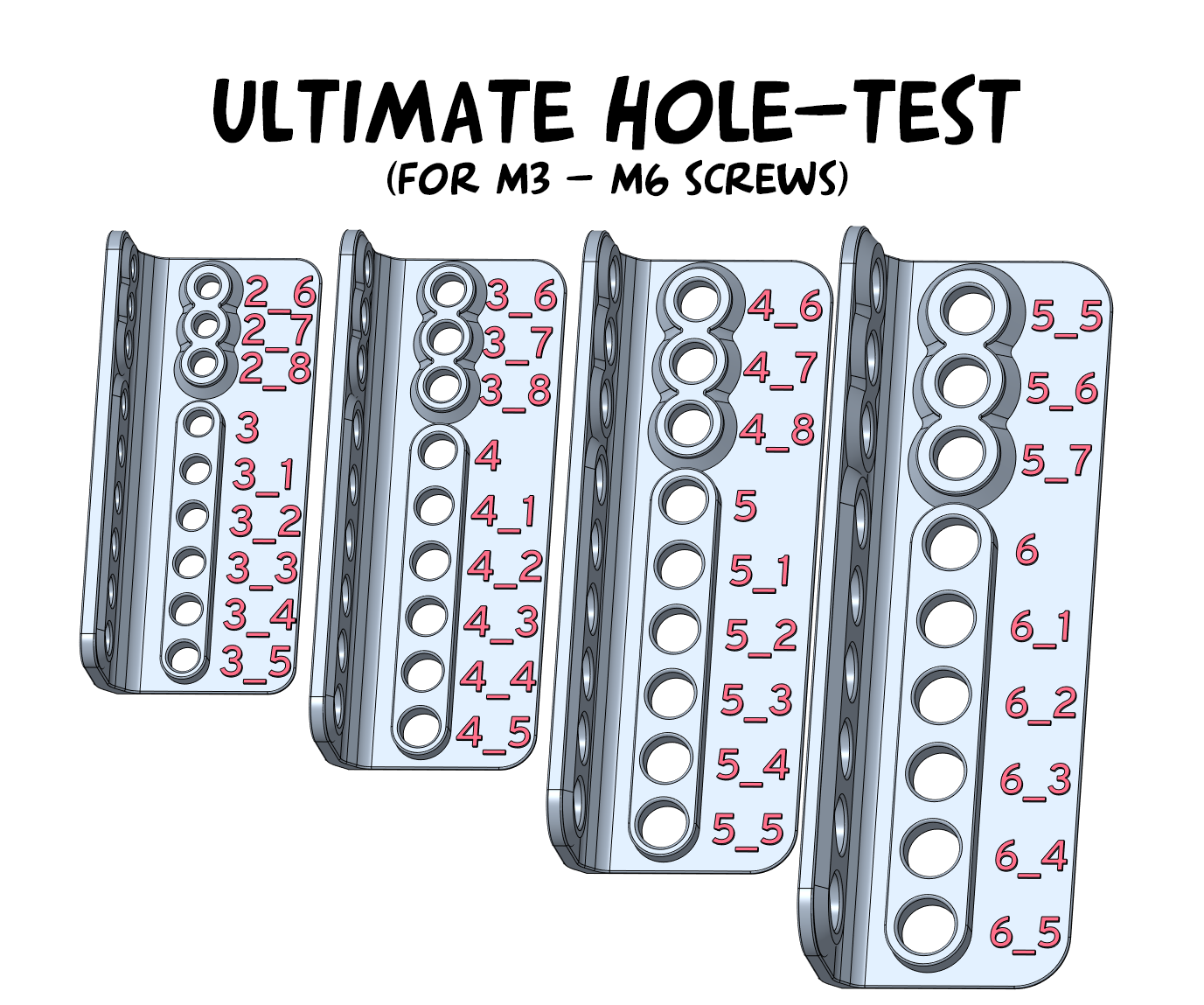 Ultimate Hole-Test (M3 - M6) / pattern for hole size design by WS ...
