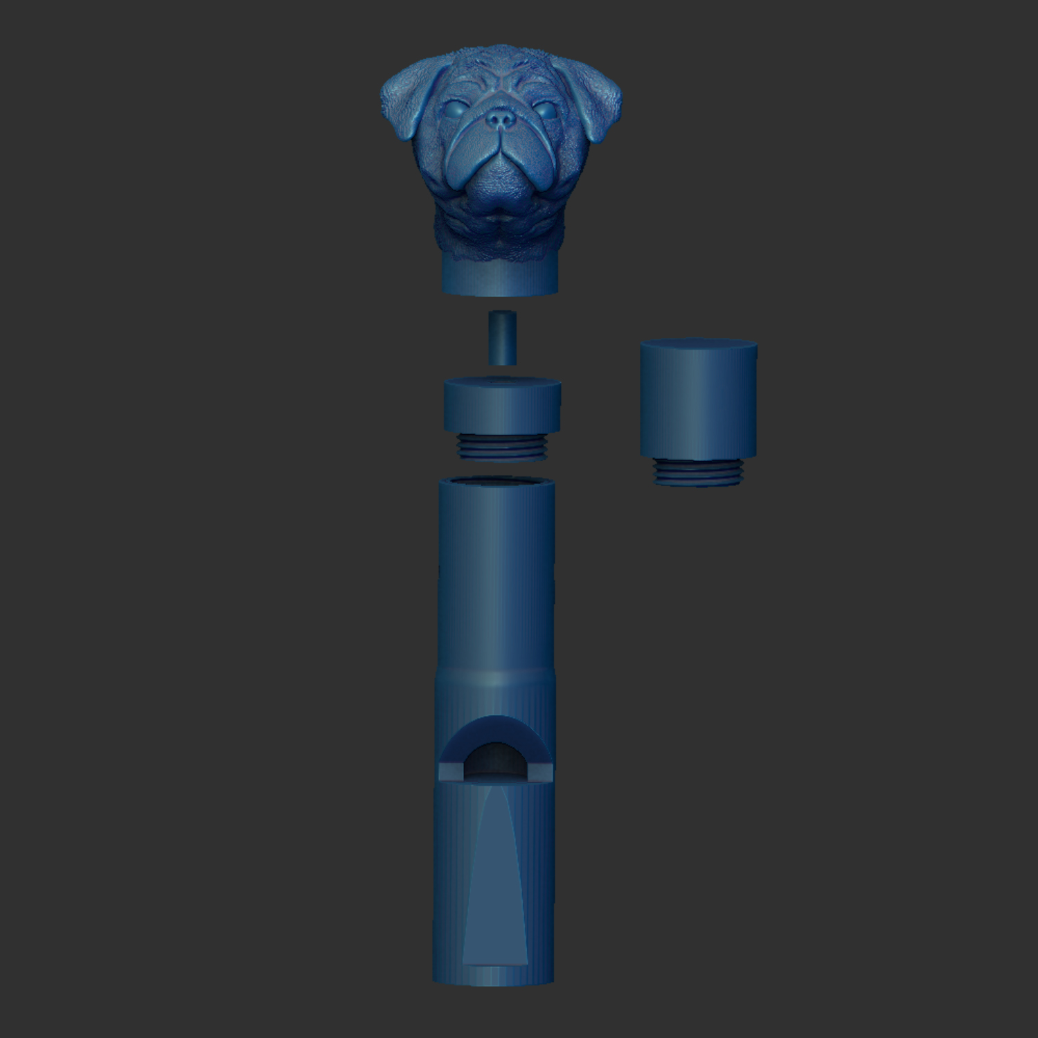 Dog Whistle - Head Design - Pug von Qu3D 3D-Design Art | Printables Store
