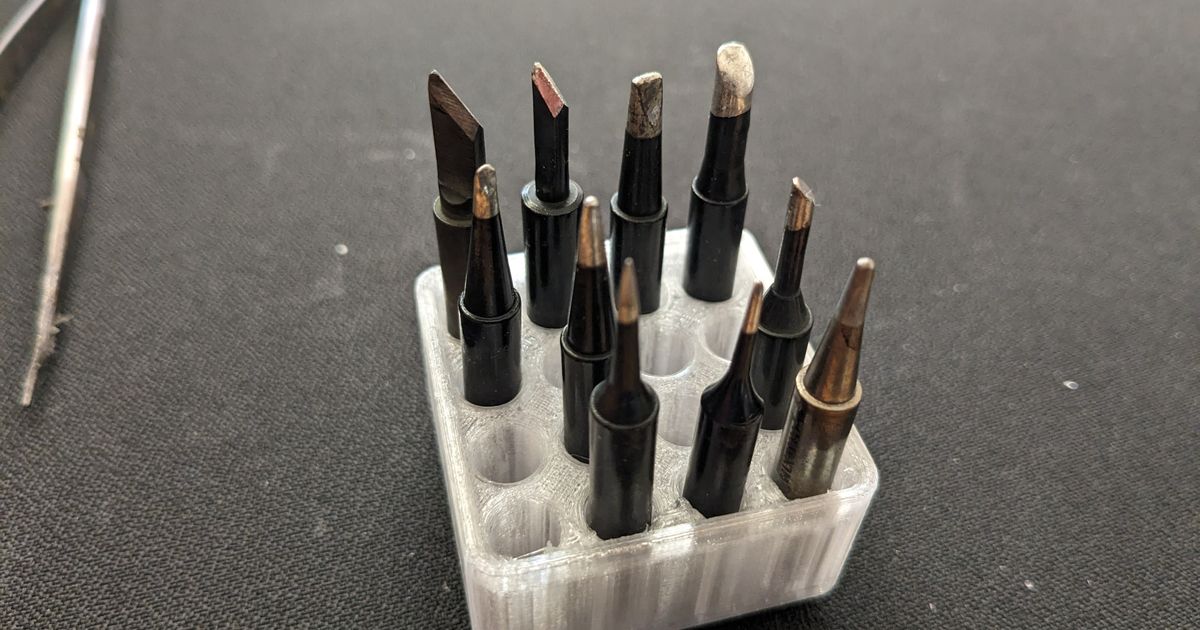 Gridfinity soldering iron tip holder with locks, 16 holes by _KaszpiR_ ...