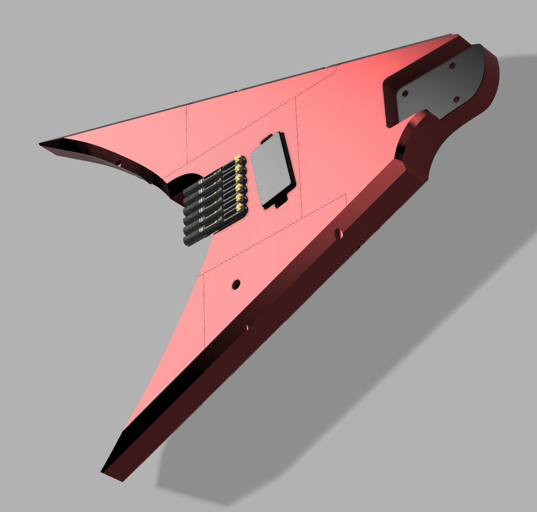 V-TYPE 3D PRINTED HEADLESS GUITAR by Fheder | Printables Store