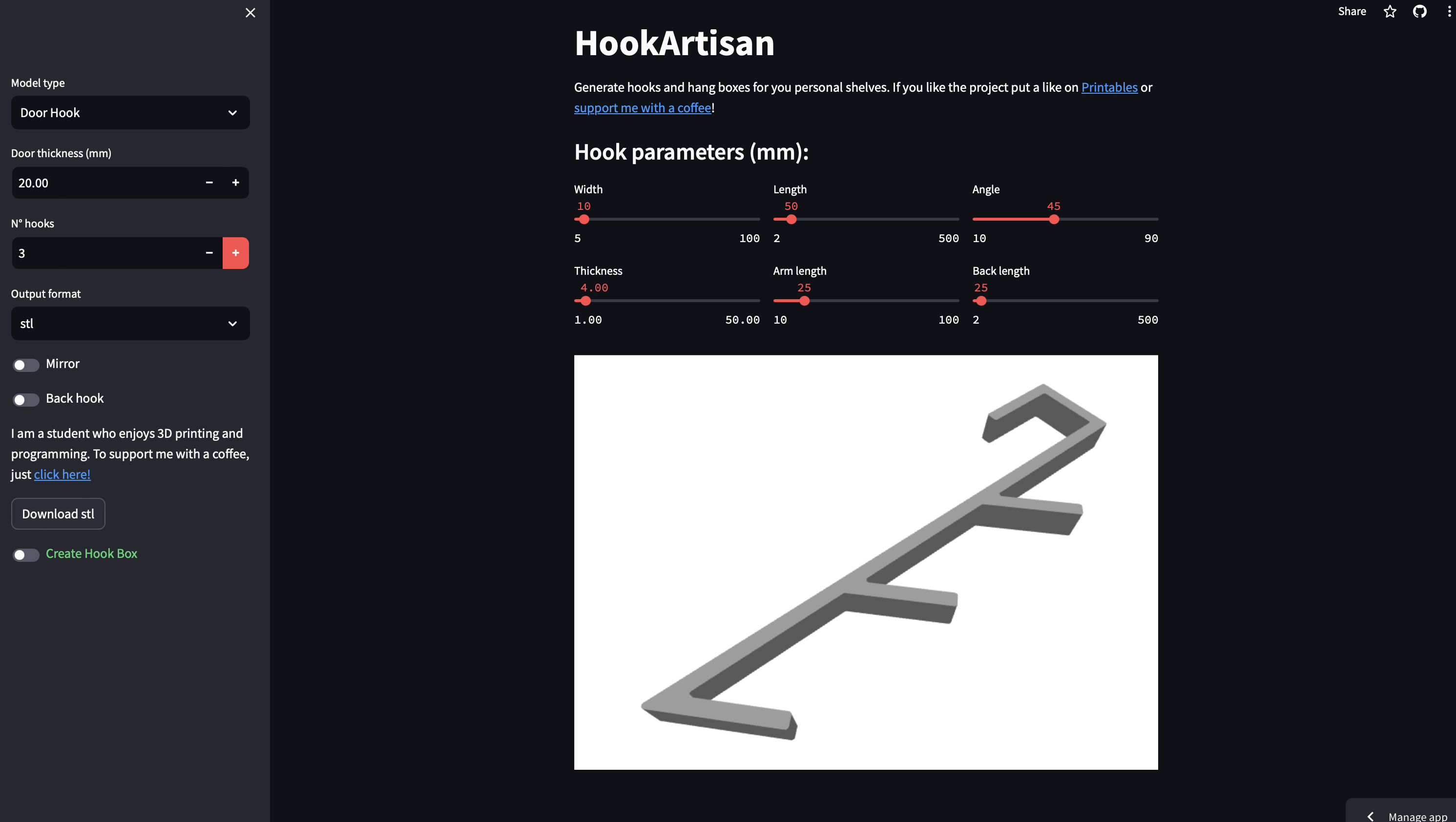 HookArtisan: custom hooks generator by Lucandia | Download free STL ...
