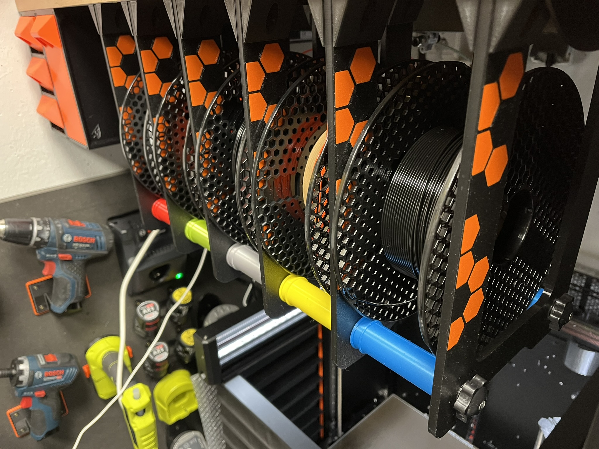 Filament spool rack under desk / shelf mount (modular) by Dan ...