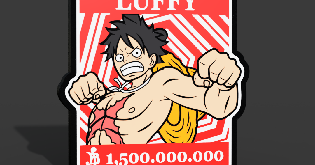 One Piece Luffy Bounty Lightbox LED Lamp by braga3dprint | Printables Store