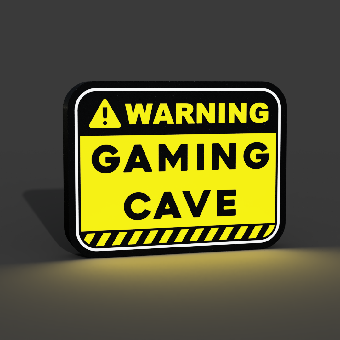 Warning Gaming Cave Lightbox LED Lamp by braga3dprint | Printables Store
