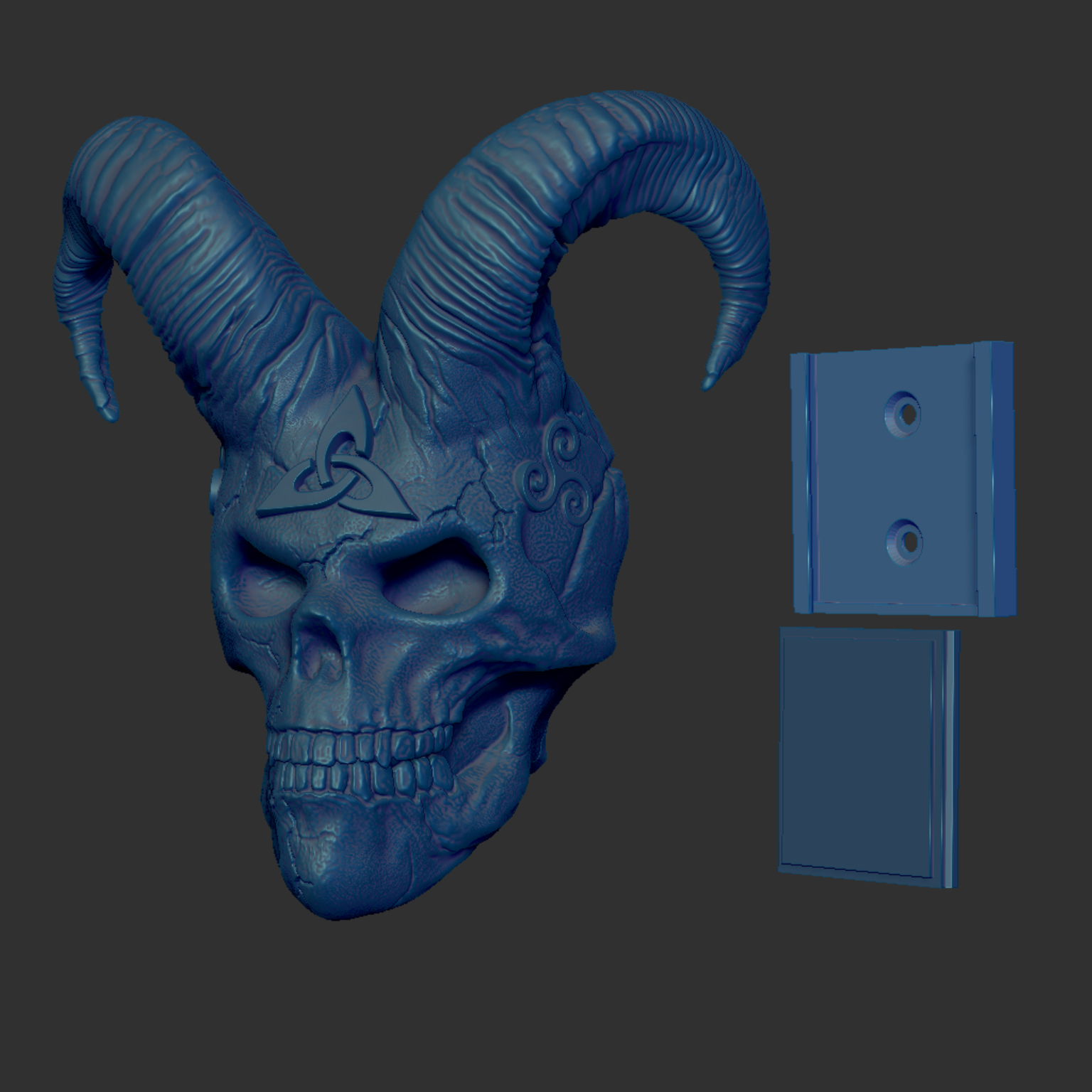 Celtic Ram Skull for Wall Mount by Qu3D 3D-Design Art | Printables Store