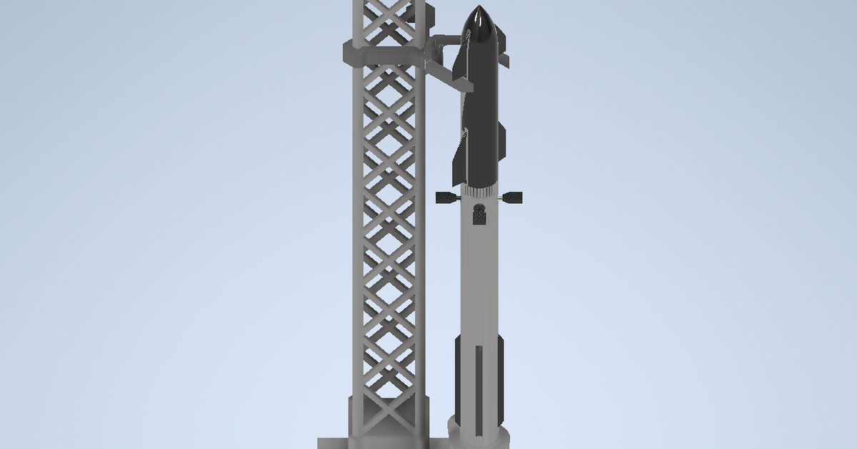 Spaceship and Tower w. SpaceX Starship look (Updated) / Tour de ...