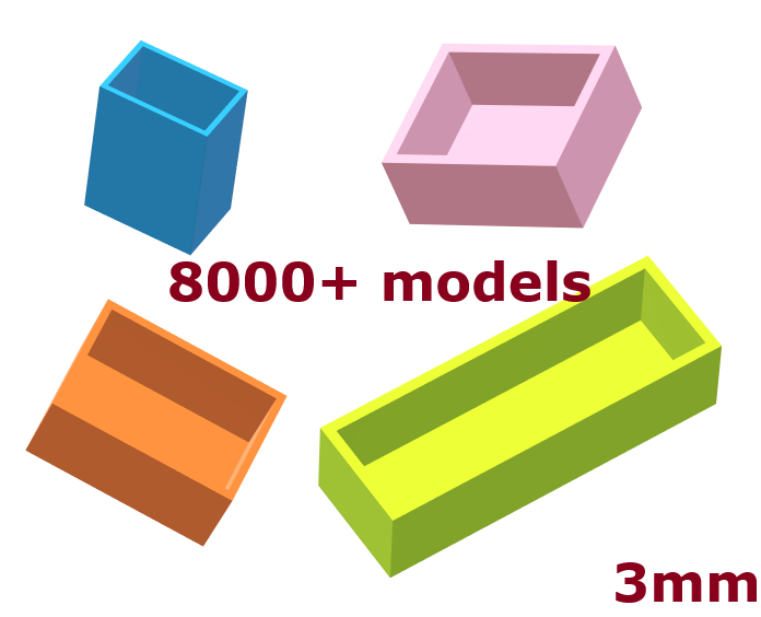 Simple Box - 8000 different Sizes - 40x40x10 mm up to 150x150x150 mm ...