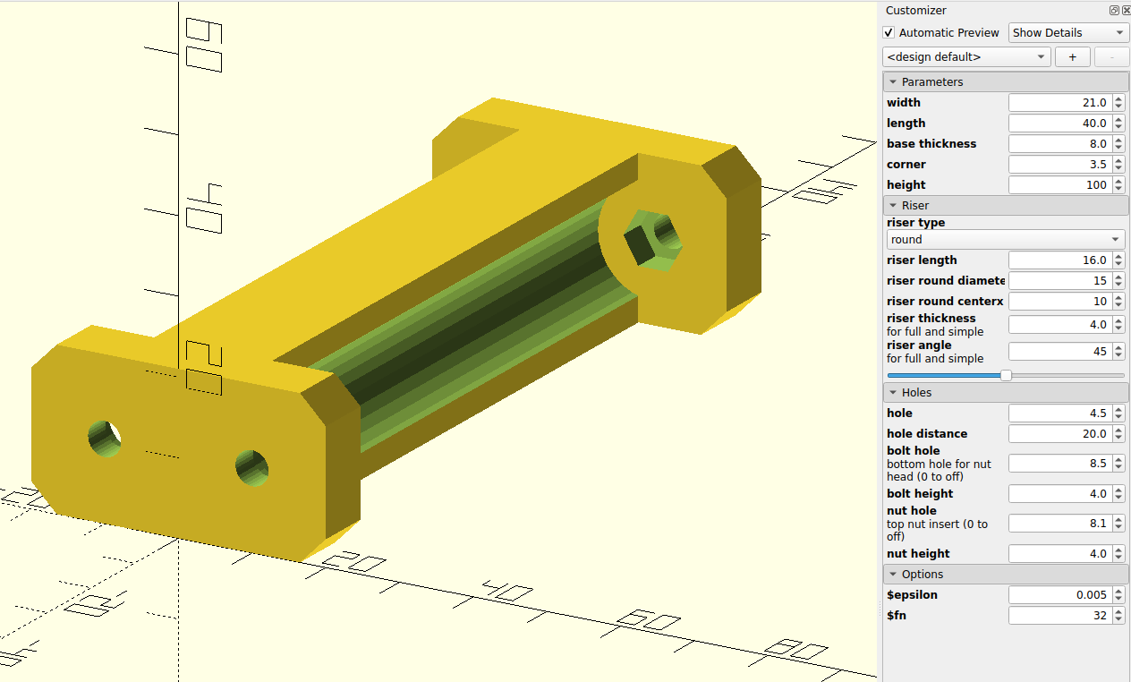 Parametric riser two hole by orgoj3d | Download free STL model ...