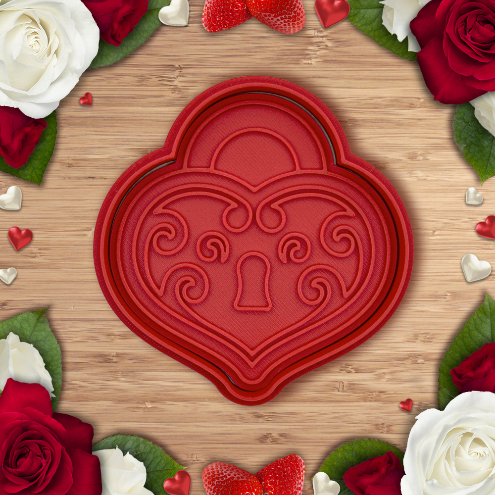 Valentine - Heart lock cookie cutter / stamp by Indibles | Download ...