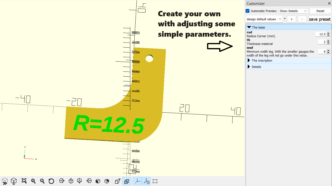 Radius Gauges in MM- A Full Set ready to print or fully customizable by ...