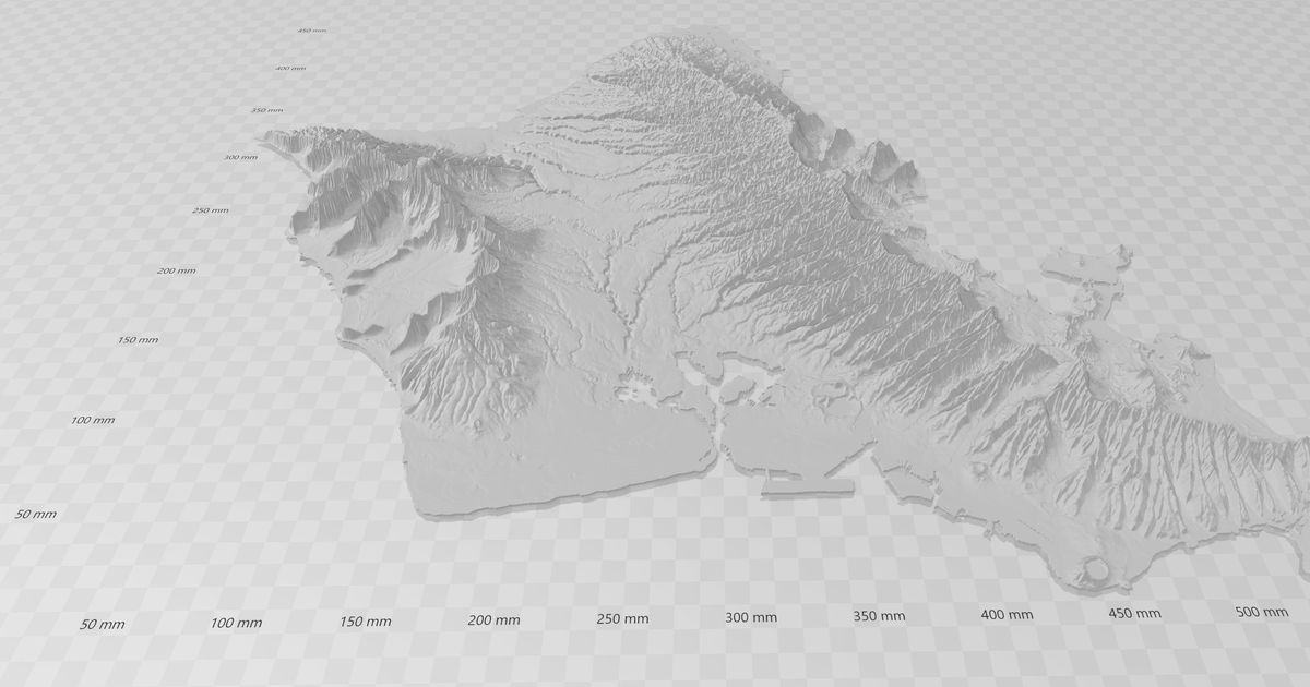 Oahu - Hawaii without base by Frank Drebin | Download free STL model ...