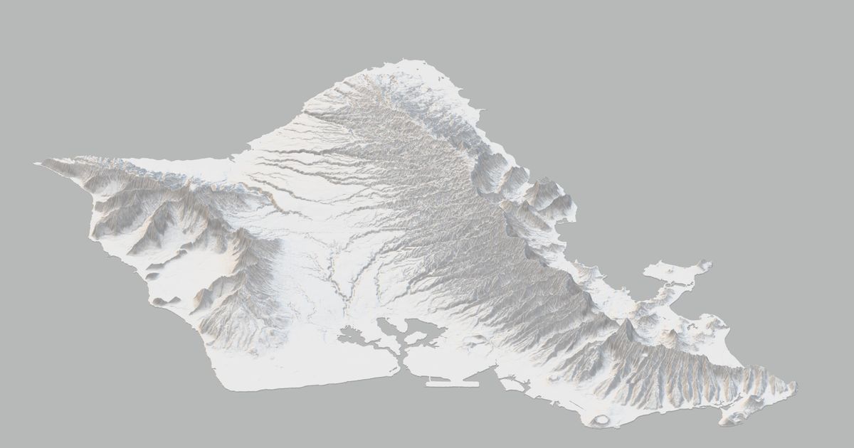 Oahu - Hawaii without base by Frank Drebin | Download free STL model ...