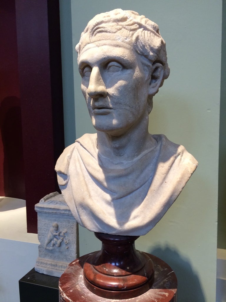 Marble portrait of the Greek playwright Menander (342-291 BC) by ...