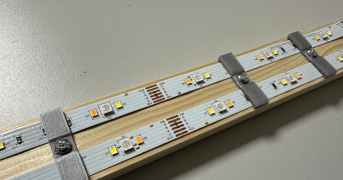 LED-Strip Holder-Clip for pure LED-Strips for 40mm Wood Strip / Doppel ...