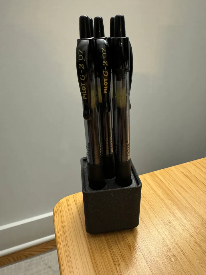Gridfinity Pen Holder (5x 12mm Holes) For Pilot G2 by gnarledcardboard ...