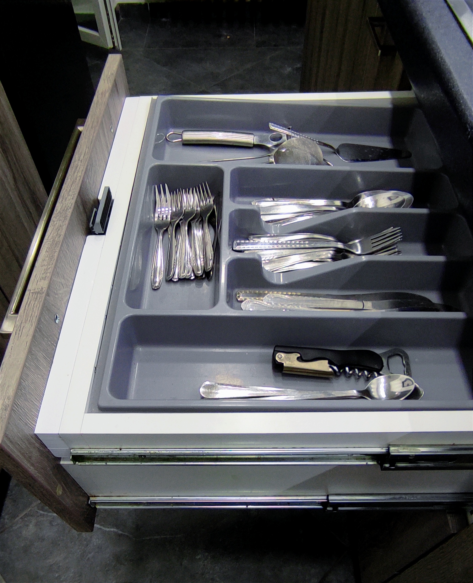 Kitchen Drawer-in-drawer magnetic lock lever & hidden drawer handles by ...