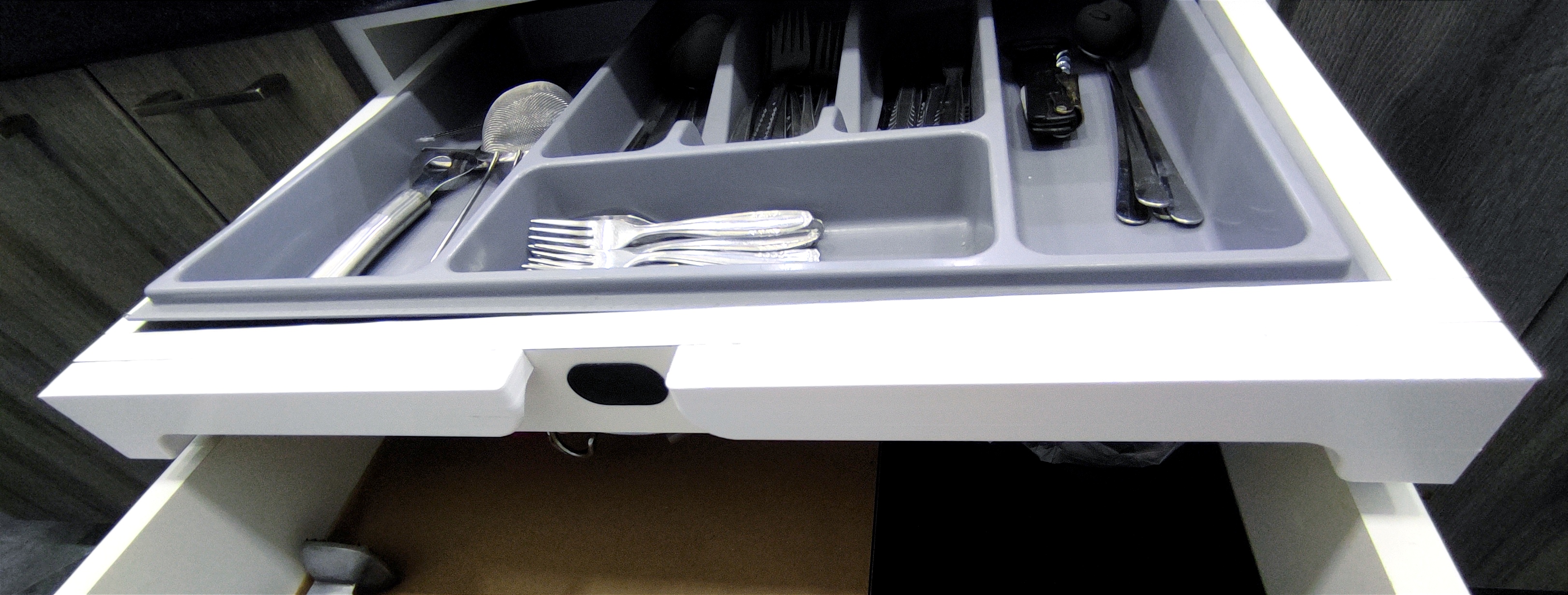 Kitchen Drawer-in-drawer magnetic lock lever & hidden drawer handles by ...