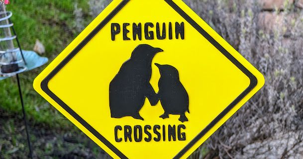Penguin Crossing Sign, Simplified by IvyMike | Download free STL model ...