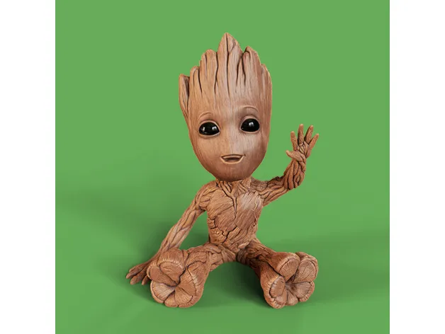 Baby Groot (sitting and waving) by W3Denthusiast | Download free STL ...