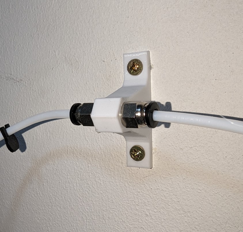 PC4-01 bowden PTFE tube fitting (male and female + wall mount) by ...