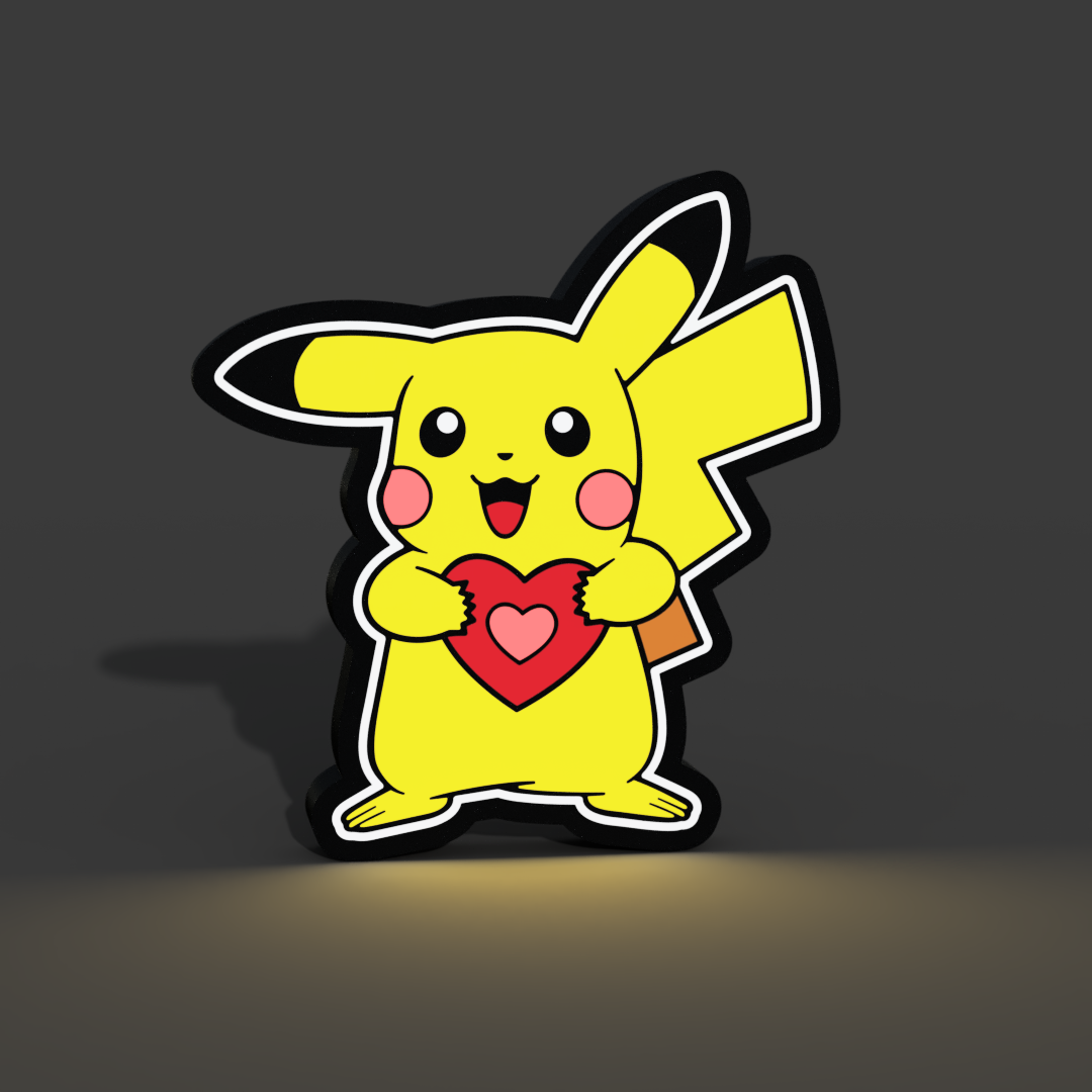 Pikachu Holding Heart Lightbox LED Lamp by braga3dprint | Printables Store