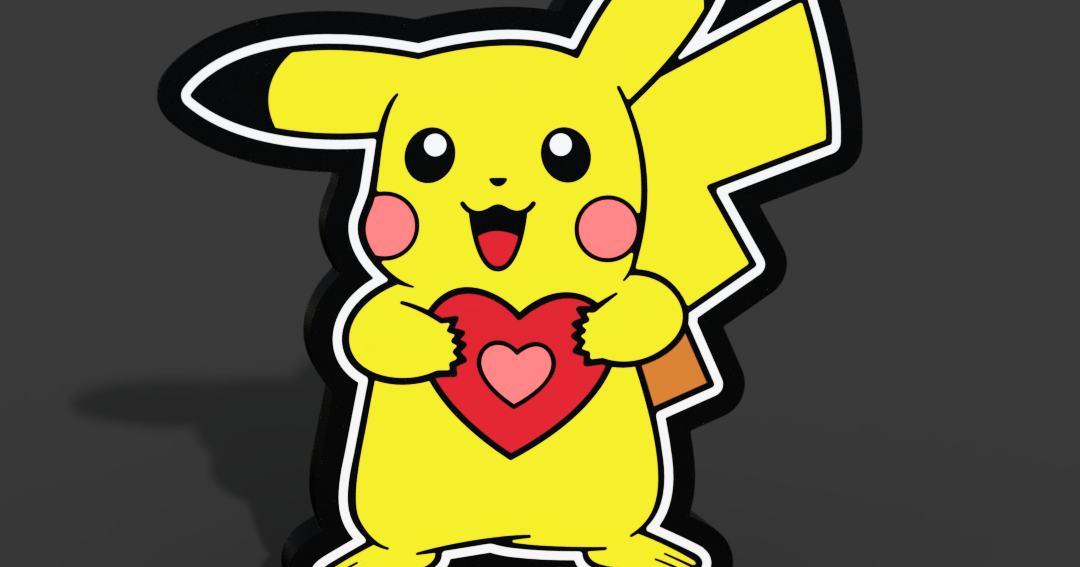 how to draw pikachu holding a heart