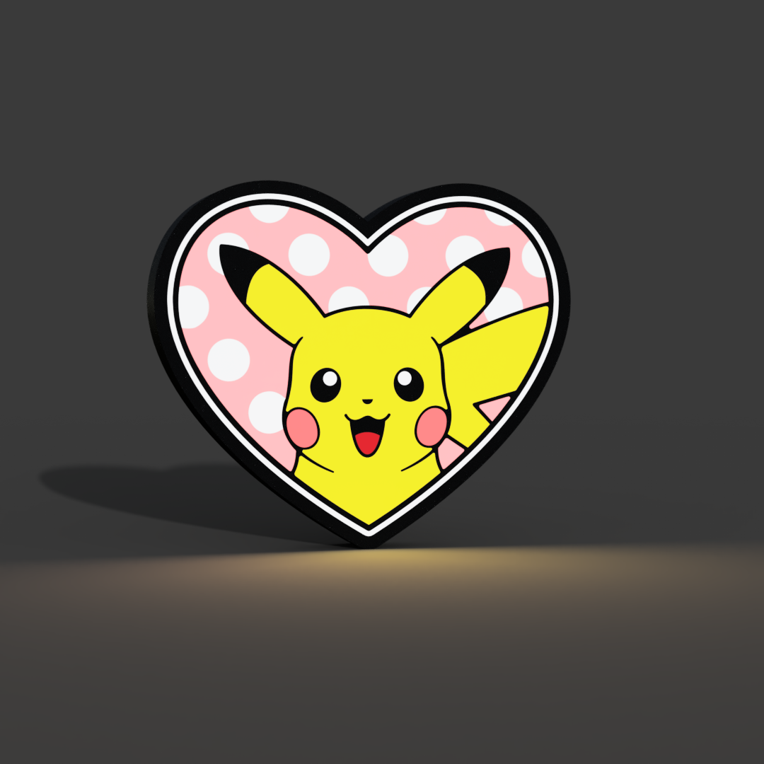 Pikachu In Heart Lightbox LED Lamp by braga3dprint | Printables Store