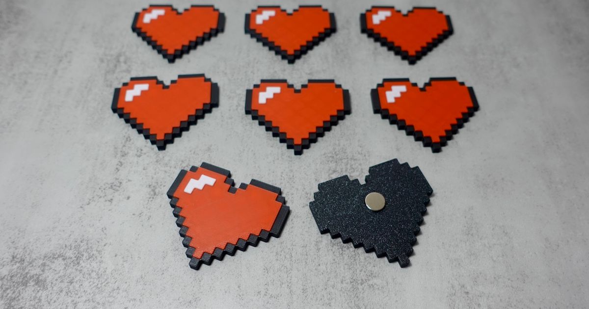 Pixel Heart Magnet von MysticMesh3D | Printables Store