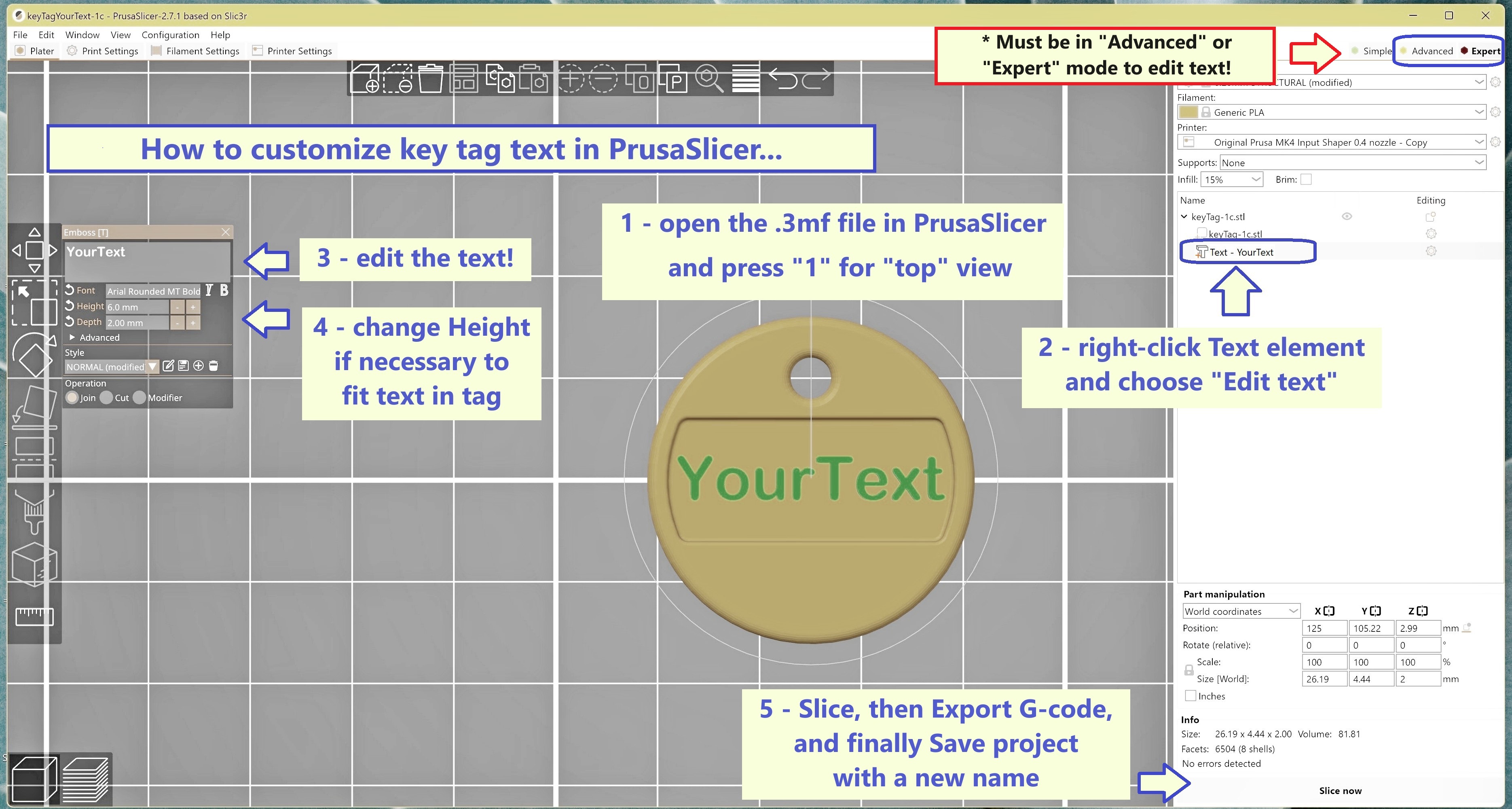Key Tag - Two Color Custom Text by Phil Caruso | Download free STL ...