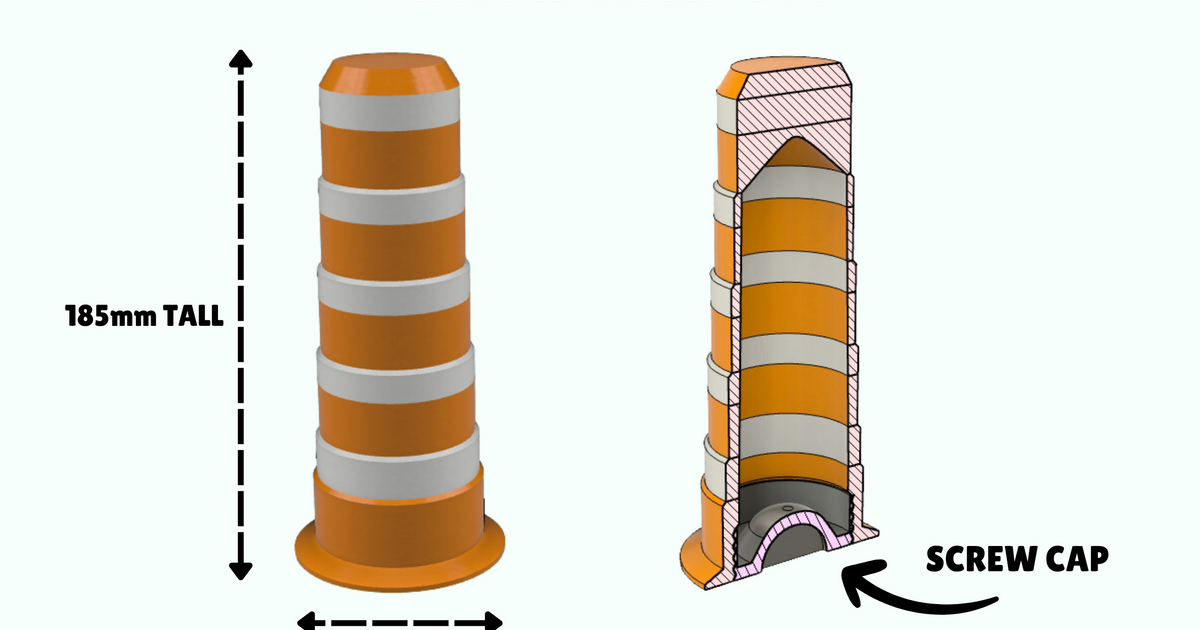 Montreal construction cone - secret container - TRV7 by CDoucet | Download free STL model ...