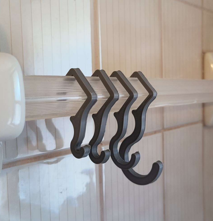 square shower rail hook, below rail, various sizes by dreamersdoor ...