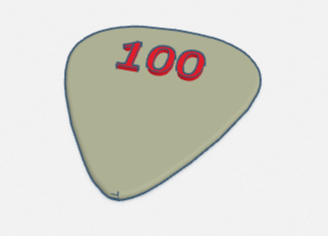 Guitar pick with number 100 #100 by AJK | Download free STL model ...