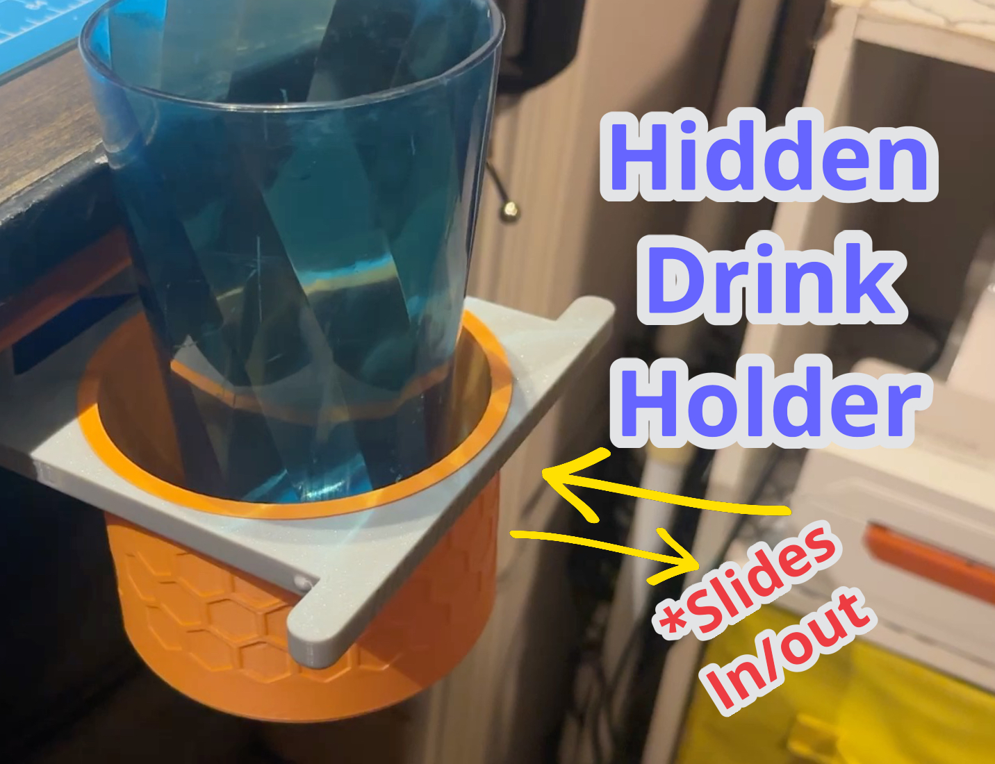 Hidden Drink Holder. Desk Cup Holder. Under Desk Mount. by Snail ...