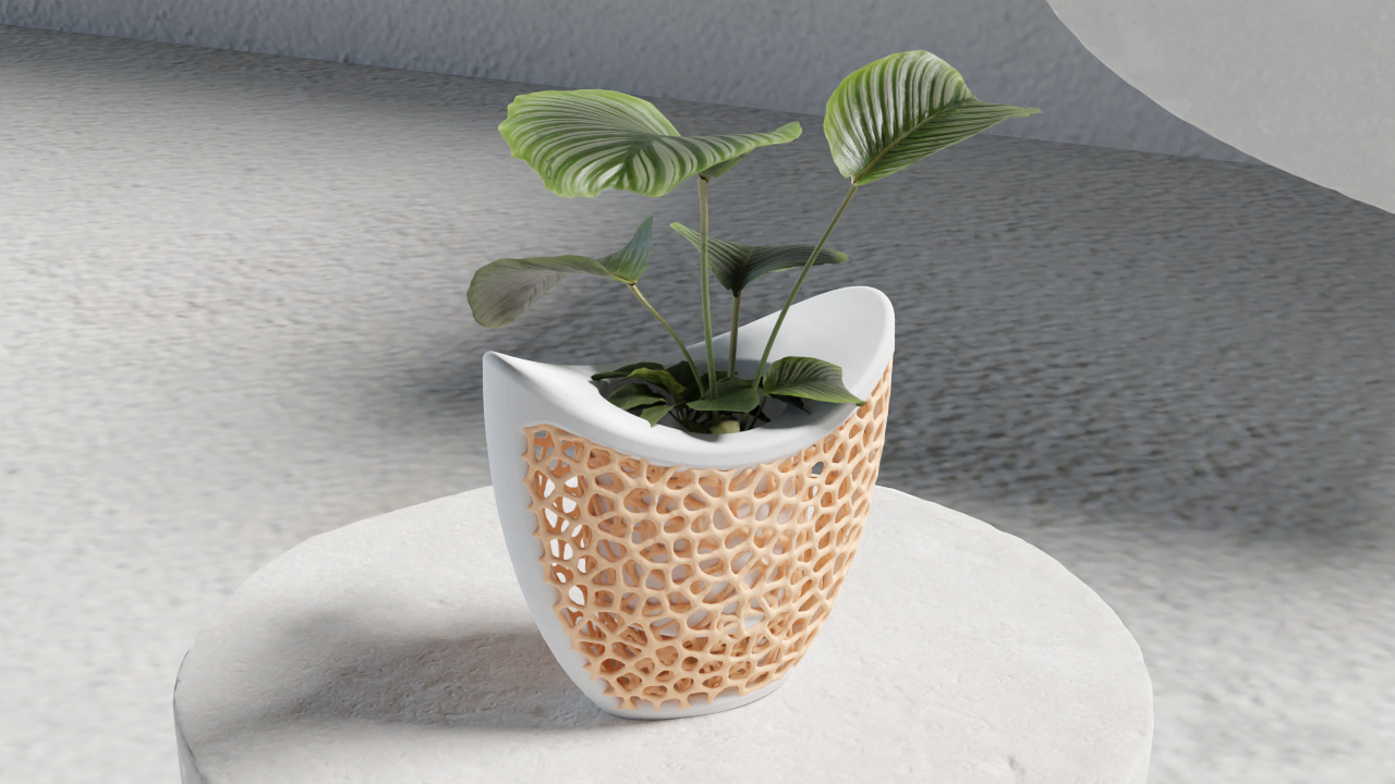 Voronoi Design Planter with water cup by Kamteix | Download free STL ...