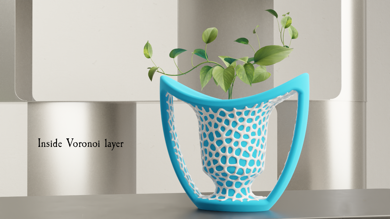Voronoi Design Planter with water cup by Kamteix | Download free STL ...