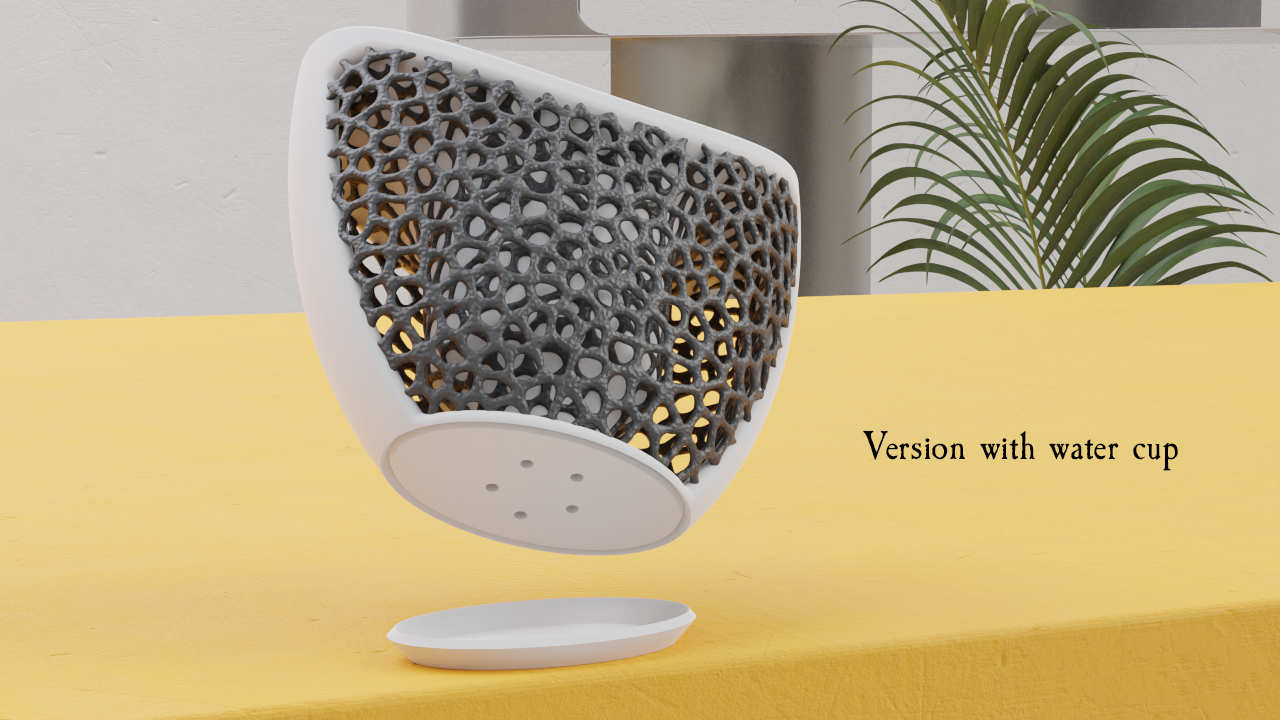 Voronoi Design Planter with water cup by Kamteix | Download free STL ...