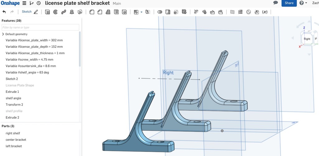 Angled license plate shelf by zachnfine | Download free STL model ...