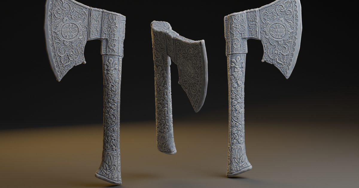 Ornate German Hand Axe. by Peter Farell | Download free STL model ...