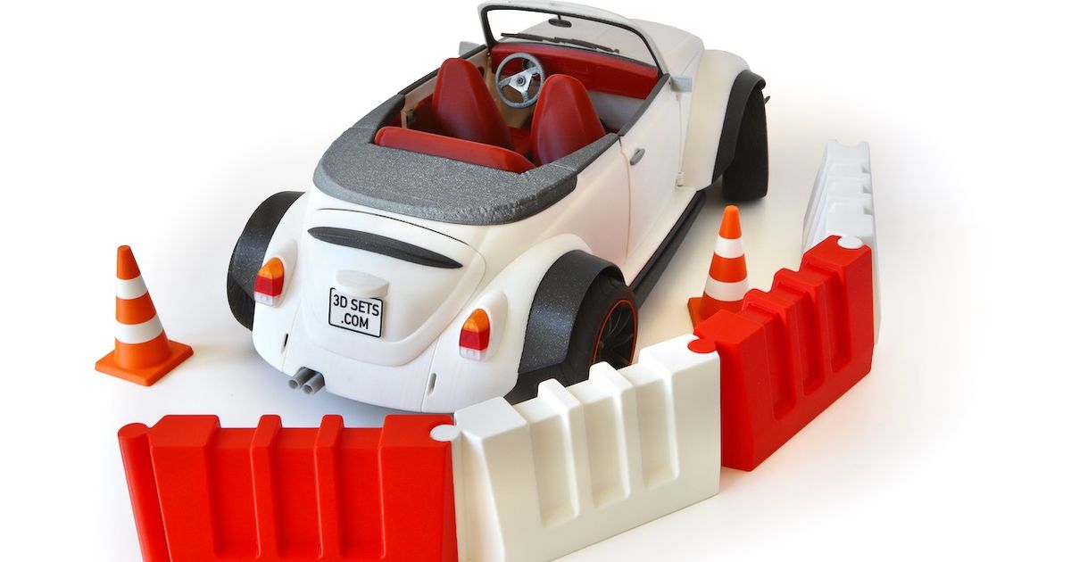 Road Block & Traffic Cone by 3D Sets | Download free STL model ...